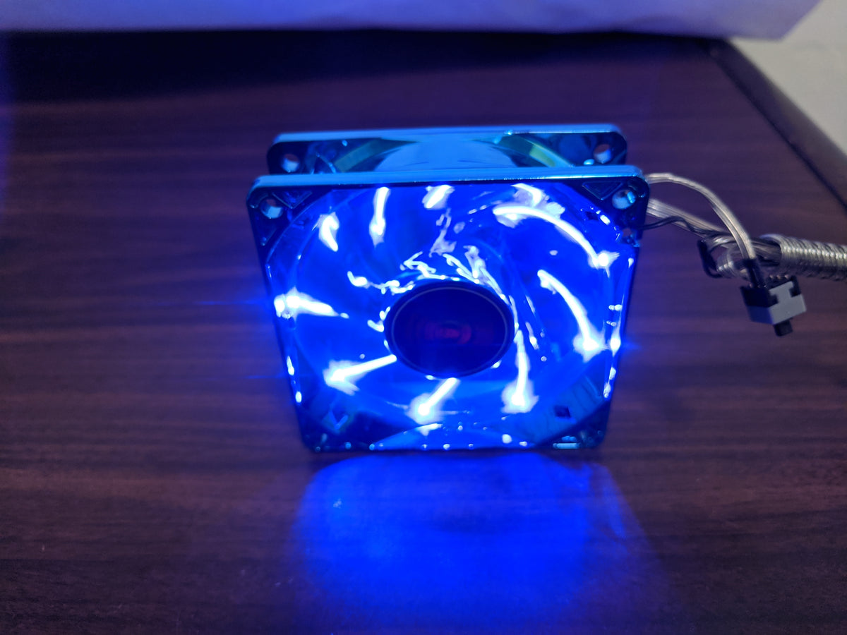 New LOT 2:Enermax 80mm x 25mm Blue 9x LED Smart Case Fan 3pin w/ Therm ...